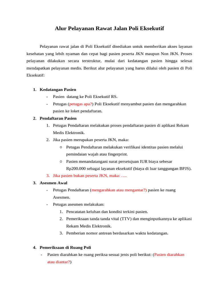 Revisi Alur Pelayanan Rawat Jalan Poli Eksekutif | PDF