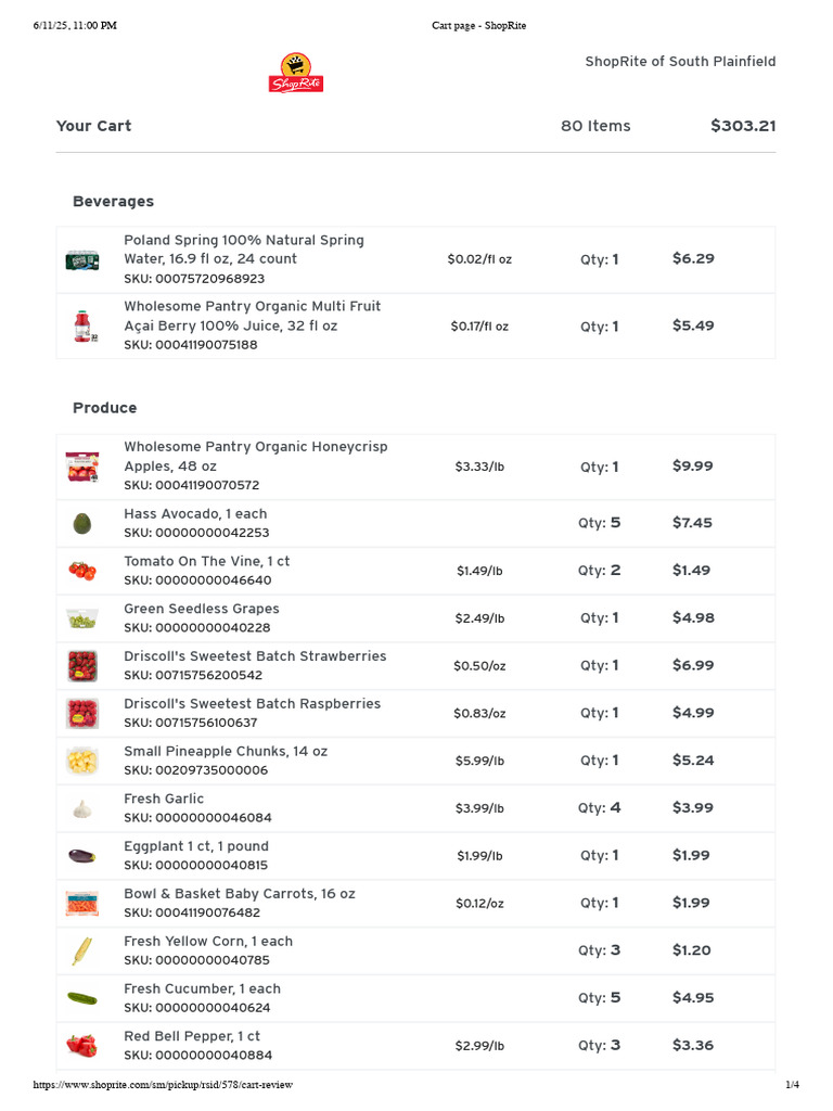 Cart Page - ShopRite 2 | PDF | Foods | Cuisine