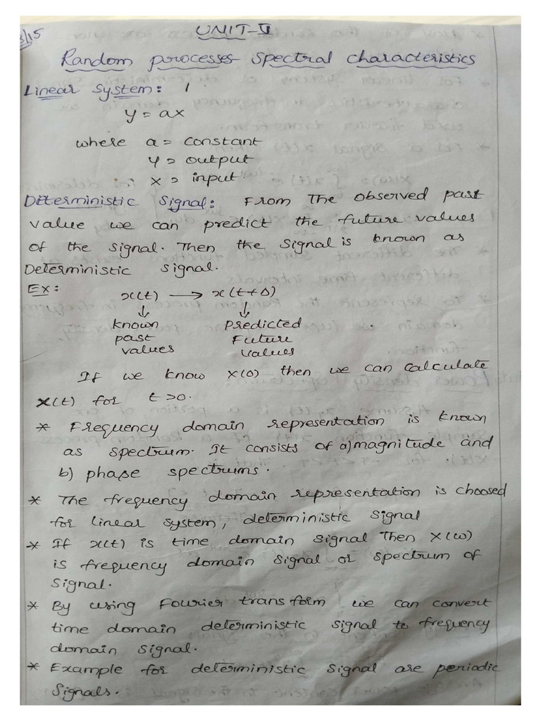 PTSP Random Process Spectral Characteristics 4th Unit | PDF