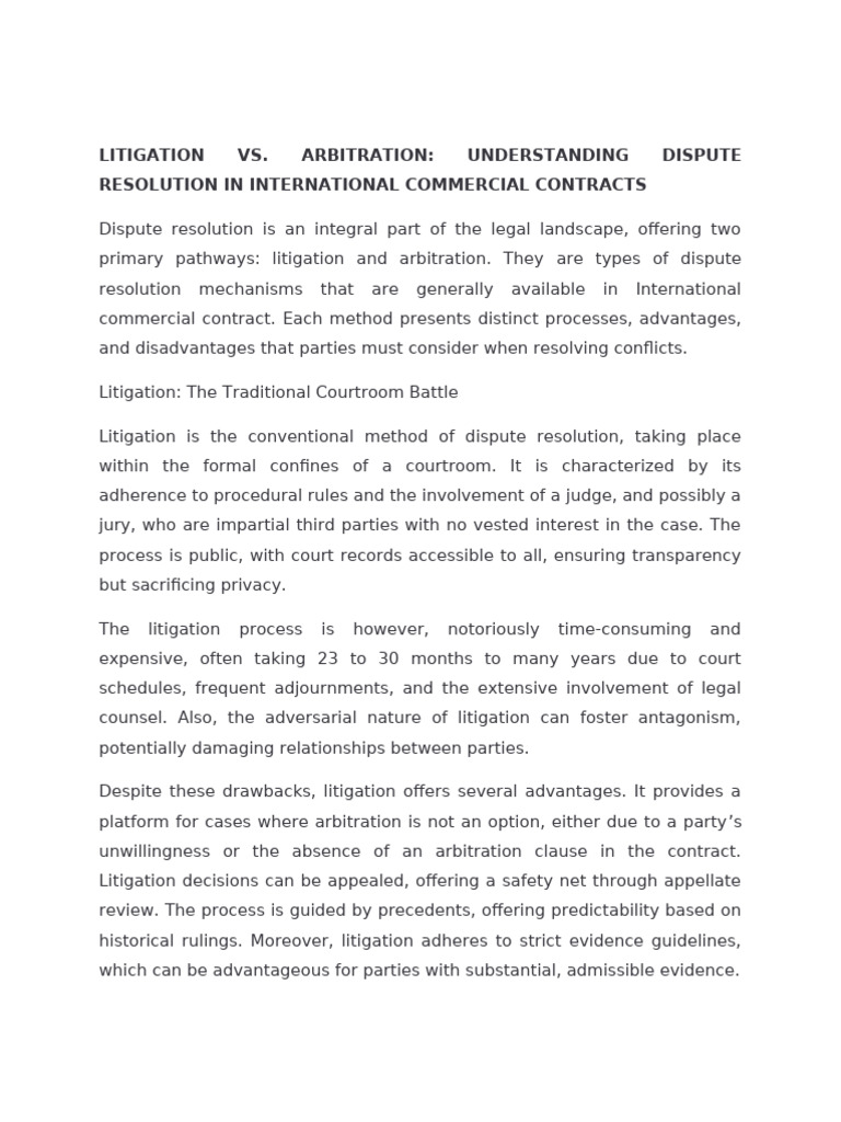 Litigation Vs Arbitration Understanding | PDF | Arbitration | Lawsuit