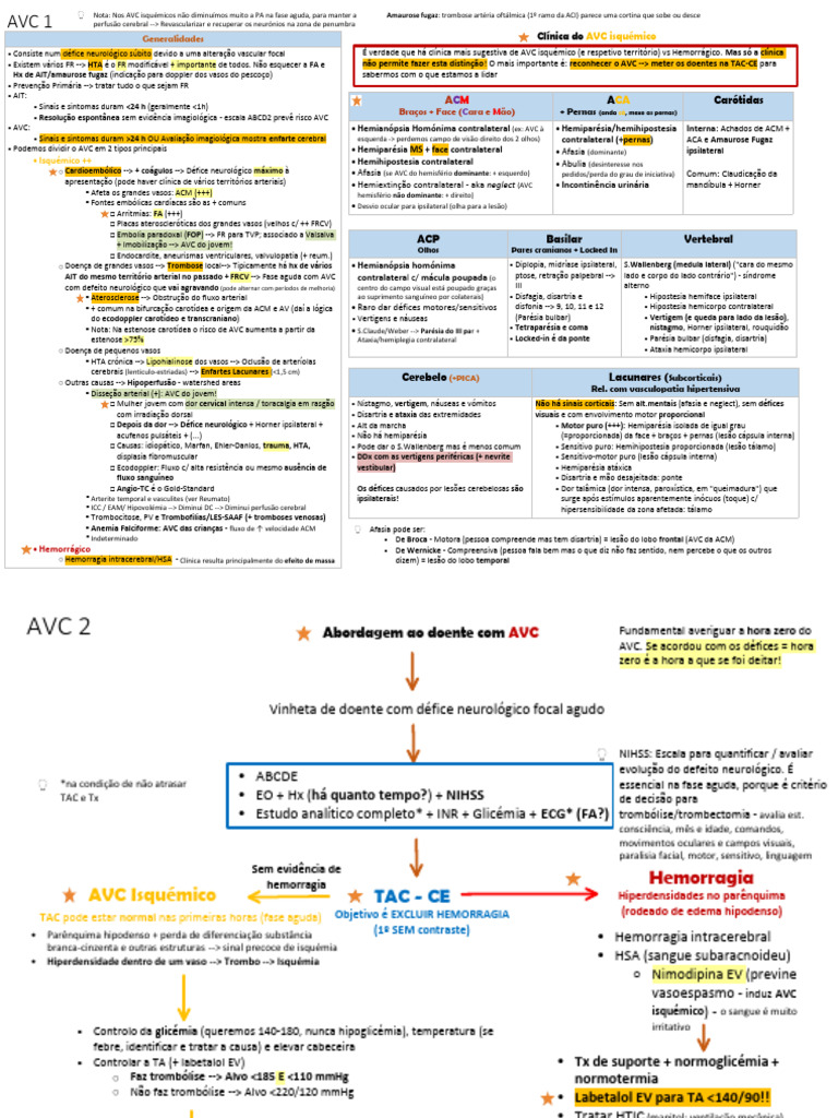 AVC: Tipos, Sintomas e Diagnóstico | PDF | AVC | Doenças vasculares