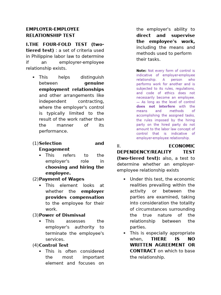 Two-Tier Test in Labor Law | PDF | Employment | Wage