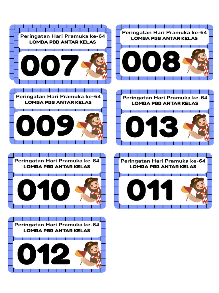 Warna Warni Dokumen Label Stiker Nomor Meja Ujian Siswa Sekolah | PDF