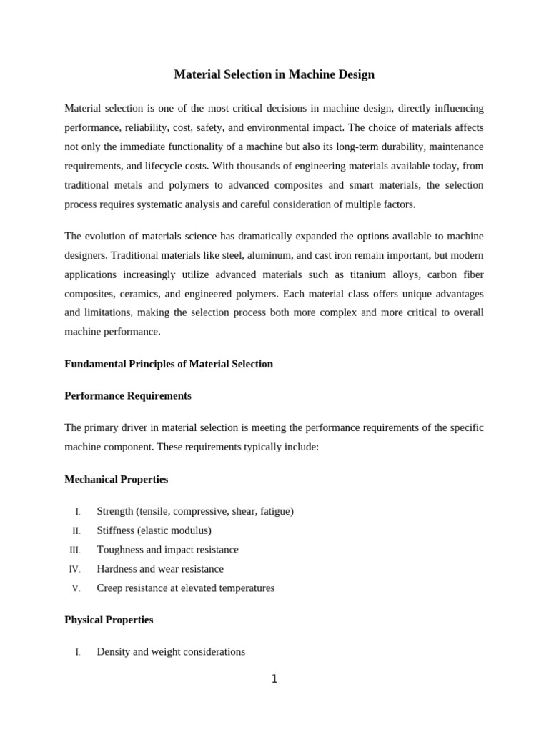 Material Selection for Machine Components | PDF | Composite Material ...