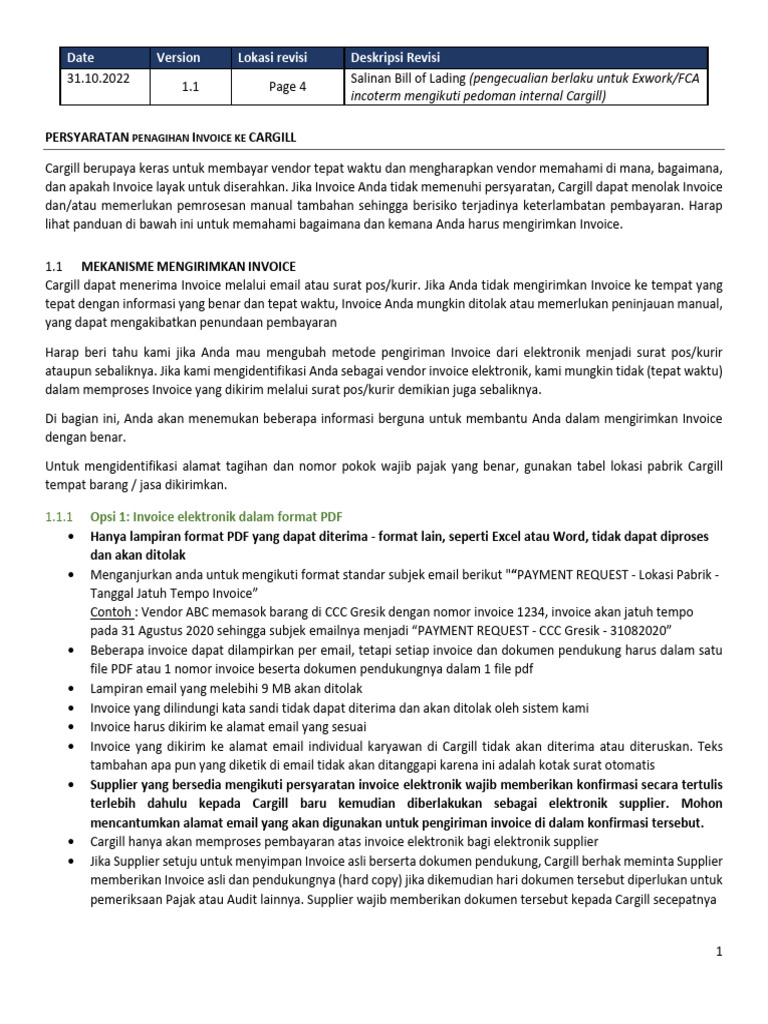 Cargill Invoice Requirement With E-Invoice All BU - Bahasa Version ...