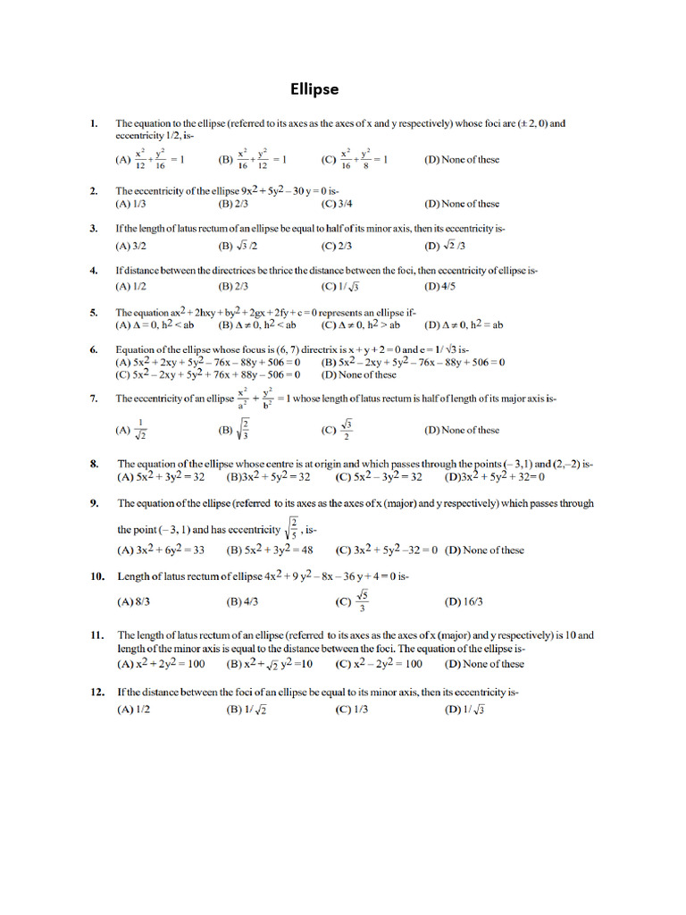 Ellipse Assignment | PDF