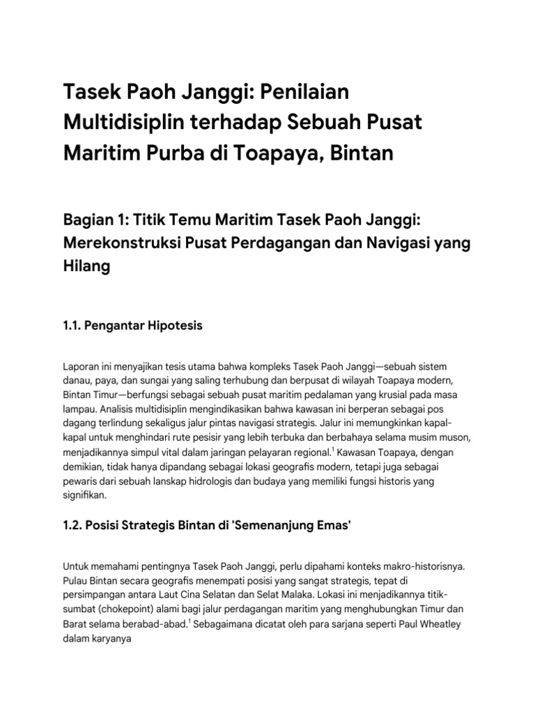 Tasek Paoh Janggi: Pusat Maritim Purba | PDF