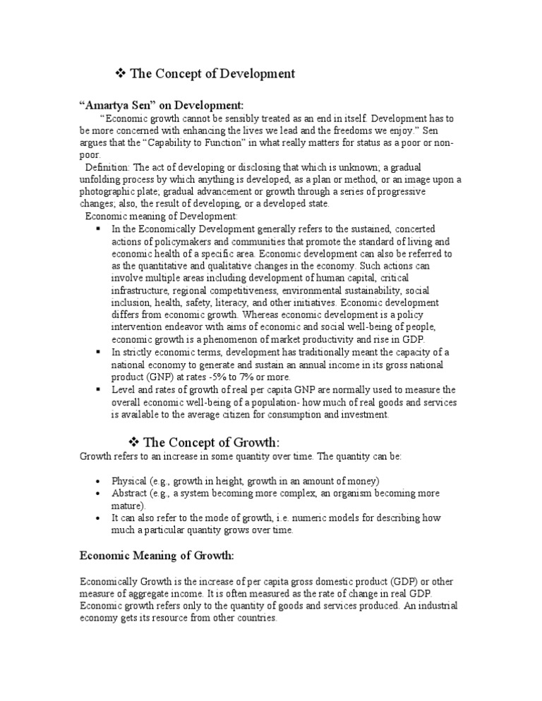 The Concept of Development | PDF | Economic Growth | Economic Development