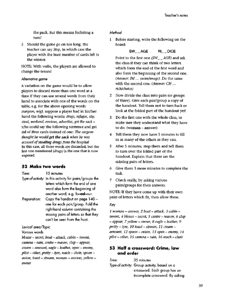 Vocabulary Game #53 - Crime Crossword | PDF