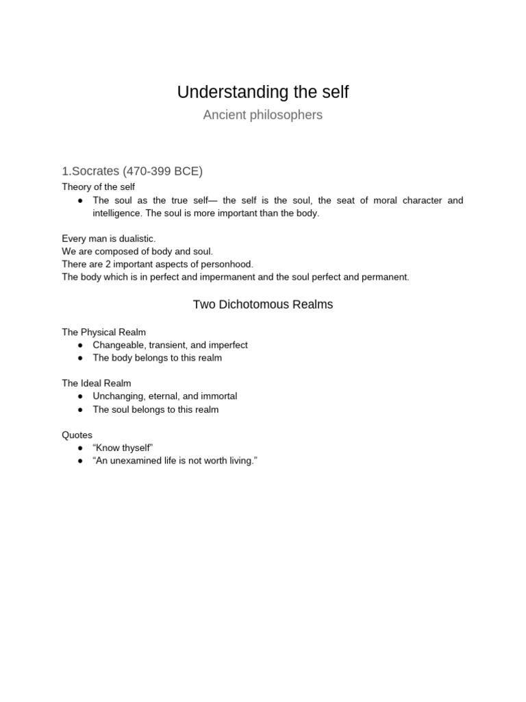 Understanding The Self (Ancient Philosophers) | PDF | Soul | Philosophy ...