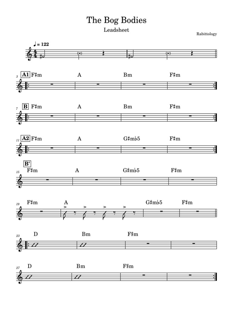 The Bog Bodies Leadsheet | PDF