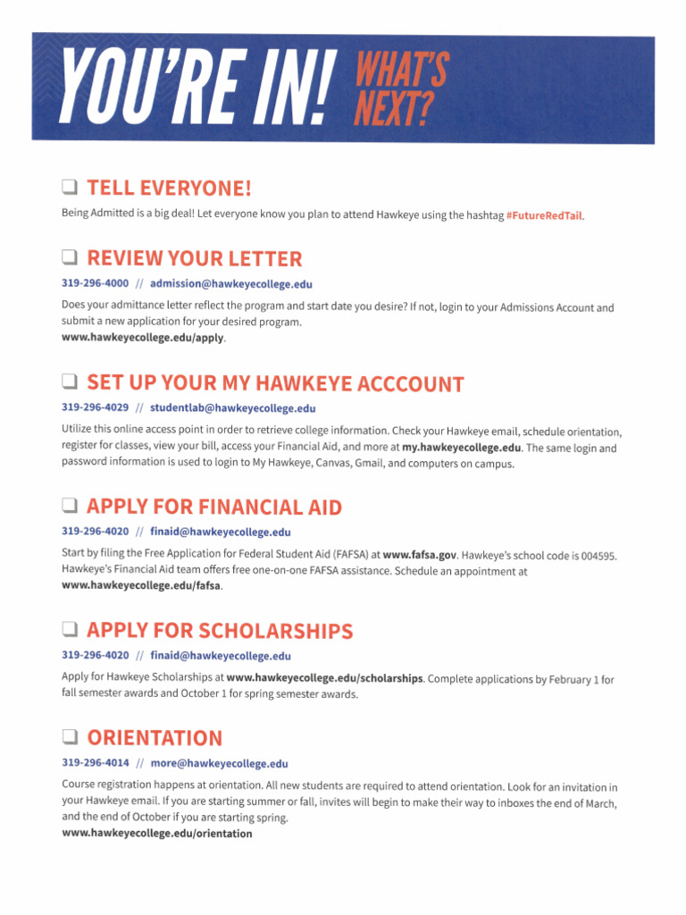 Admitted Student Checklist | PDF