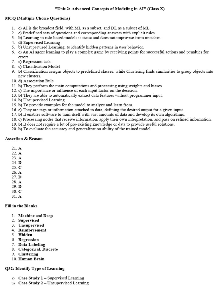 Unit 2 Ai Modellling Solution | PDF | Machine Learning | Artificial ...