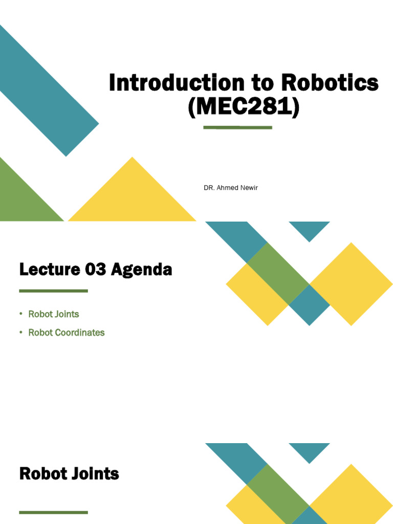 Introduction To Robotics (MEC281) Lect 03 | PDF | Body Language | Robot