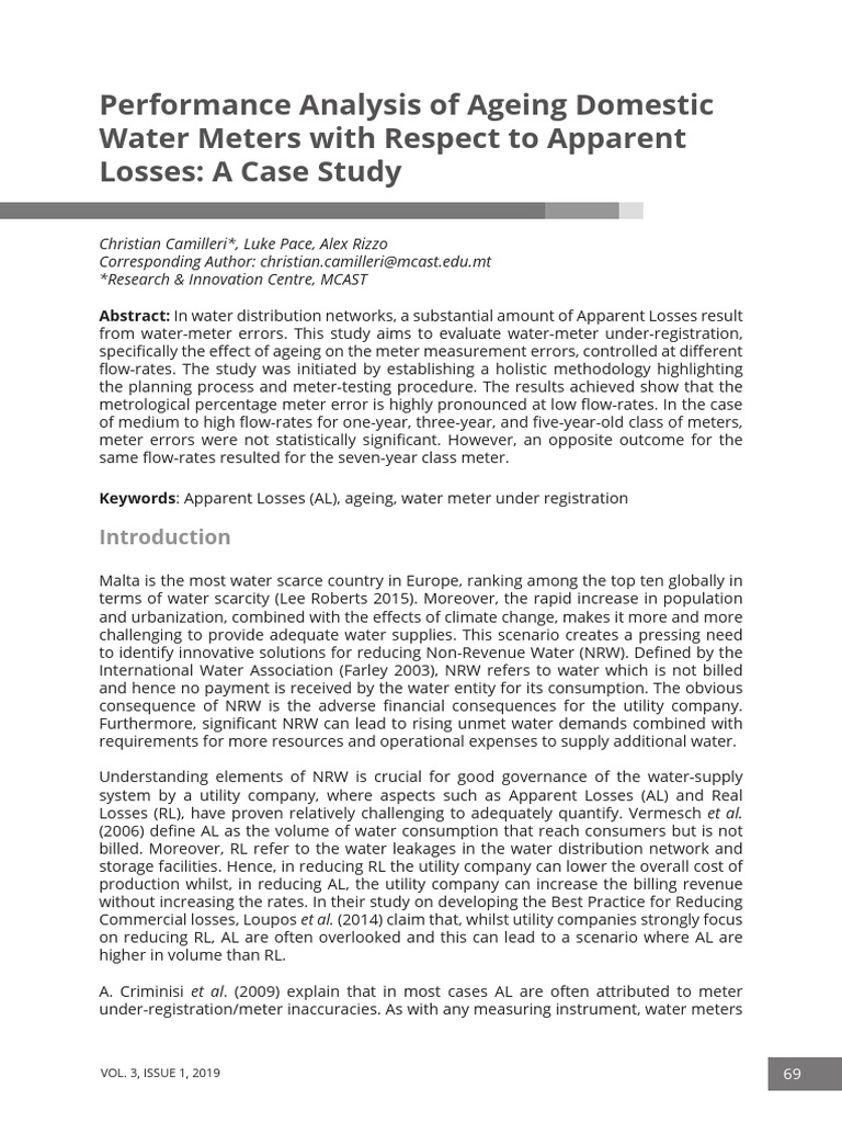 Ageing Water Meters and Apparent Losses | PDF | P Value