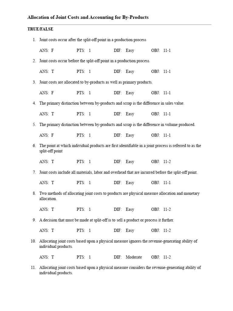 Joint Cost Allocation and By-Products Guide | PDF | Cost | Prices
