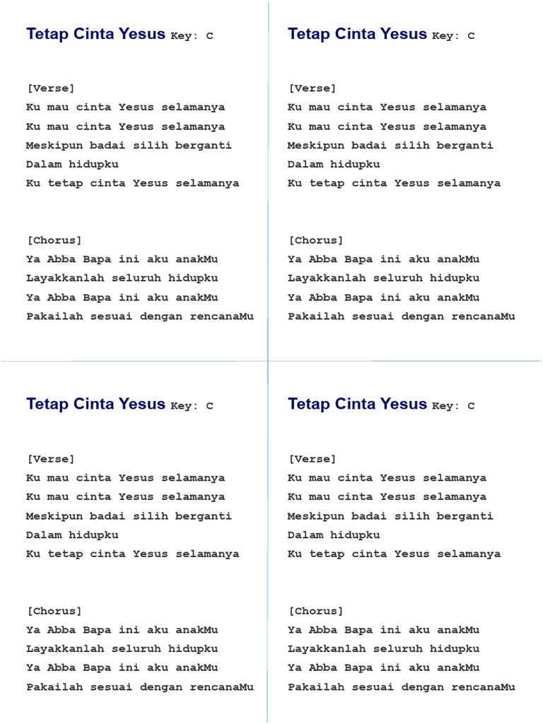 Tetap Cinta Yesus Key | PDF