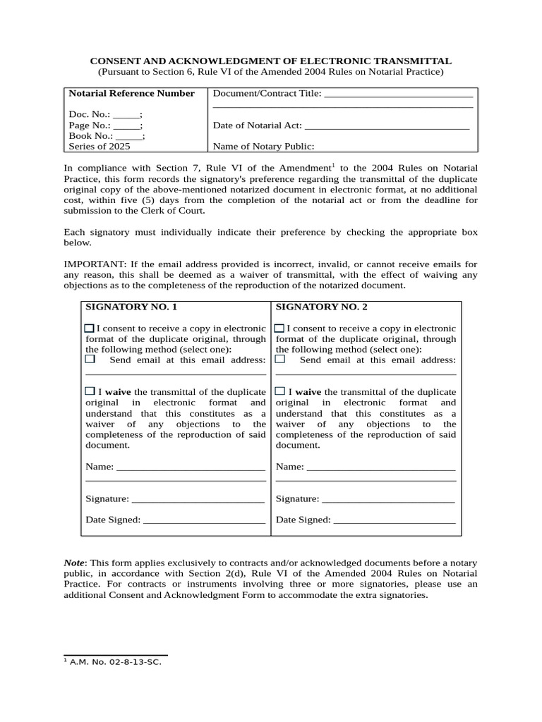 Electronic Transmittal Consent Form | PDF | Notary Public | Government