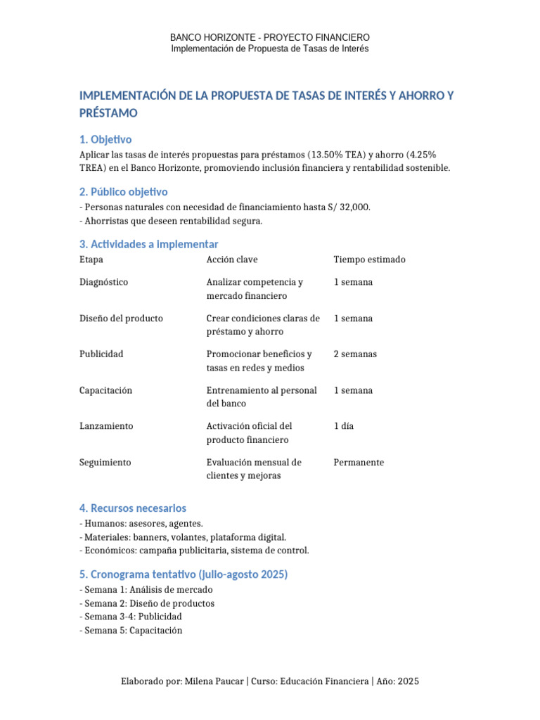 Implementacion Propuesta Banco Horizonte Identidad | PDF