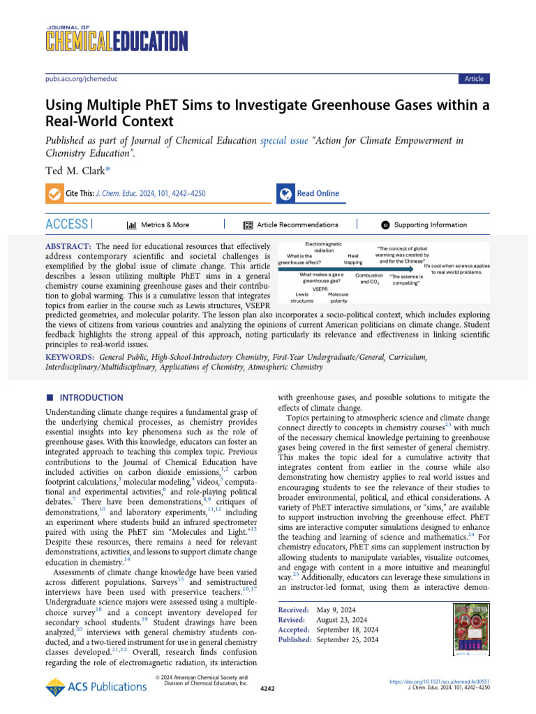 Using Multiple Phet Sims To Investigate Greenhouse Gases Within A Real ...