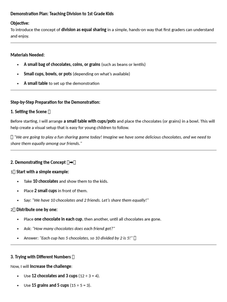 Demonstration Plan division | PDF | Learning