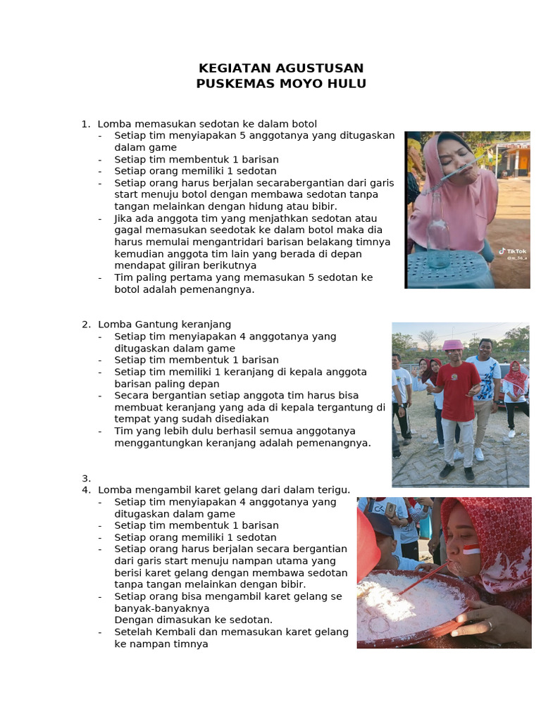 Kegiatan Agustusan Puskemas Moyo Hulu | PDF