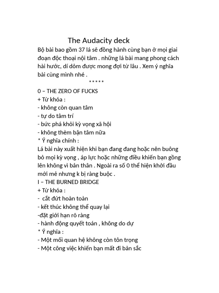 The Audacity Deck | PDF