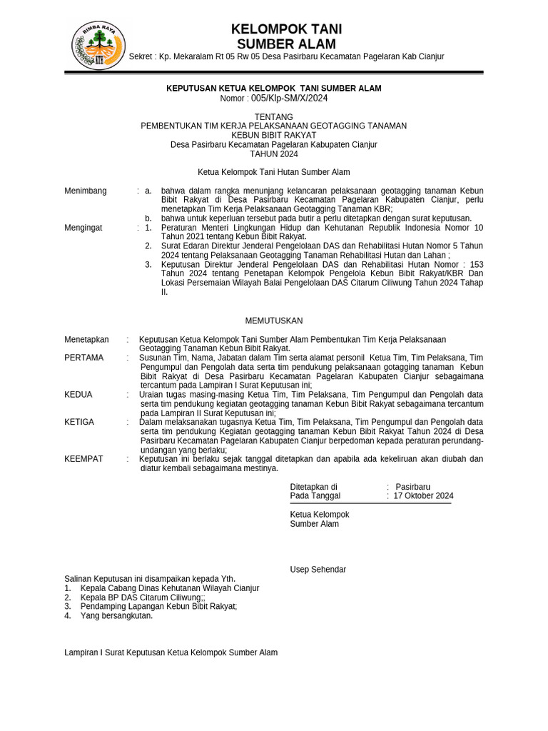 Pembentukan Tim Geotagging KBR 2024 | PDF