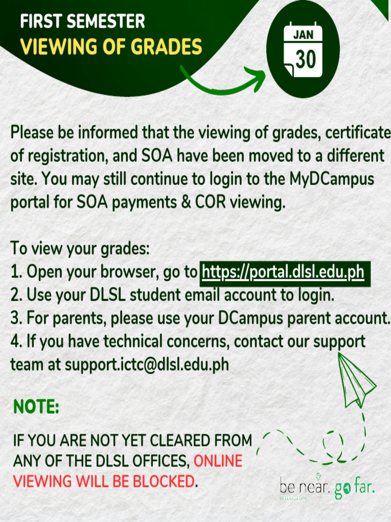 DLSL Portal: Viewing Grades Instructions | PDF