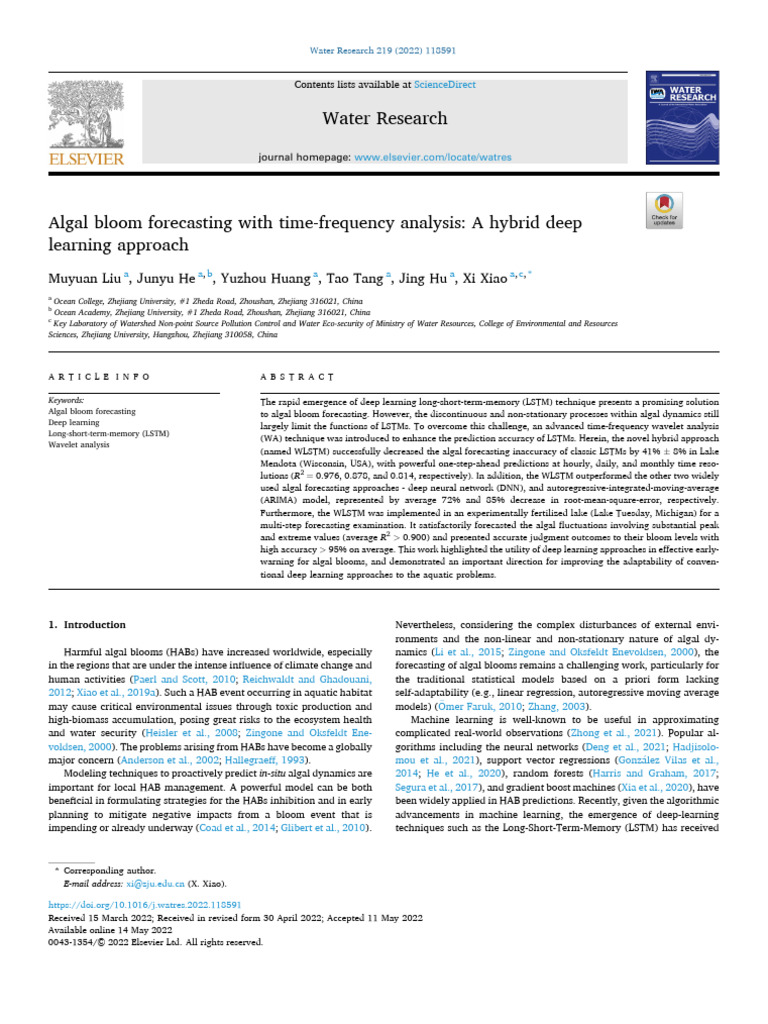 Algal Bloom Forecasting With Time-Frequency Analysi A Hybrid Deep | PDF | Deep Learning ...