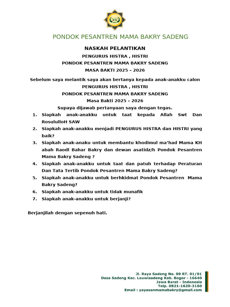 Naskah Pelantikan 2025 | PDF