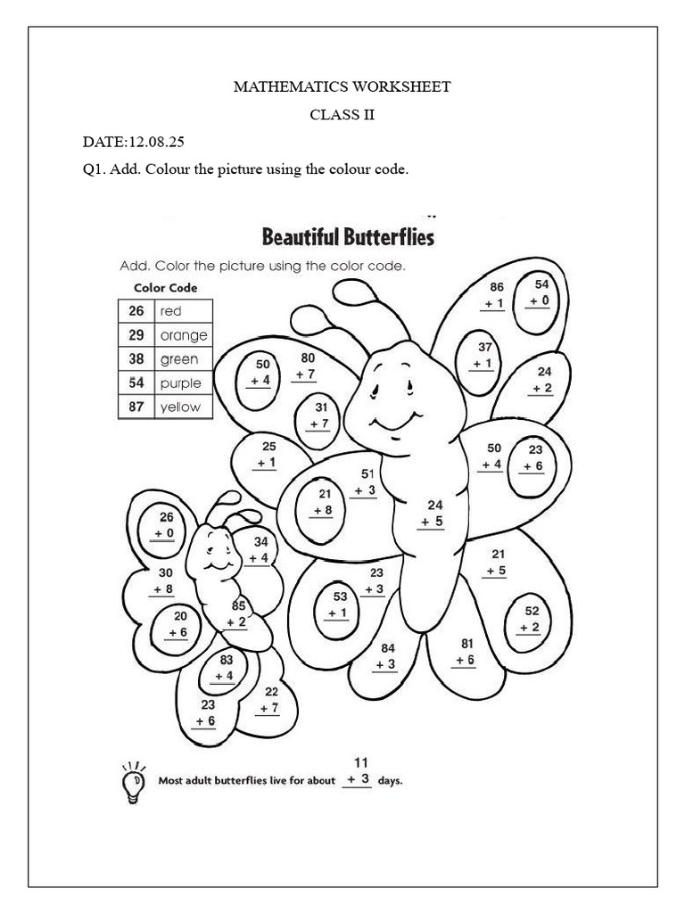 Class II Mathematics Worksheet | PDF