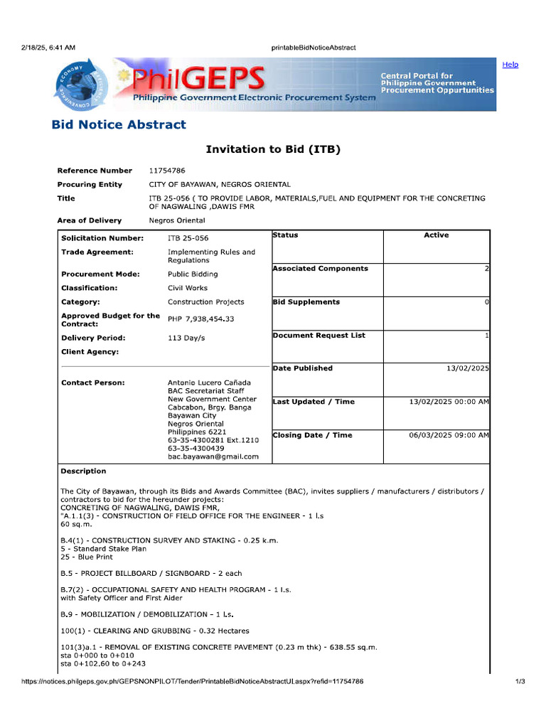 ITB 25-056 Philgeps | PDF