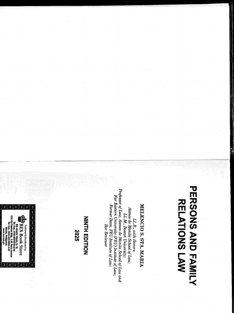 Persons and Family Relations. Sta. Maria 2025 Ed. | PDF