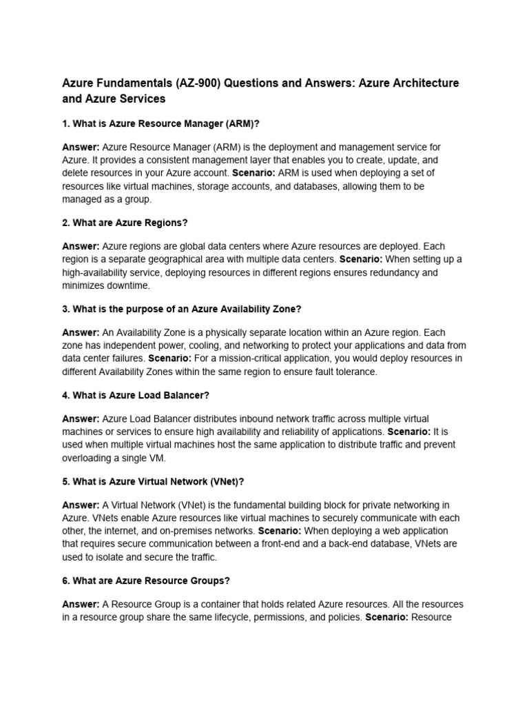 Azure Services Overview for AZ-900 Exam | PDF | Microsoft Azure | Cloud ...