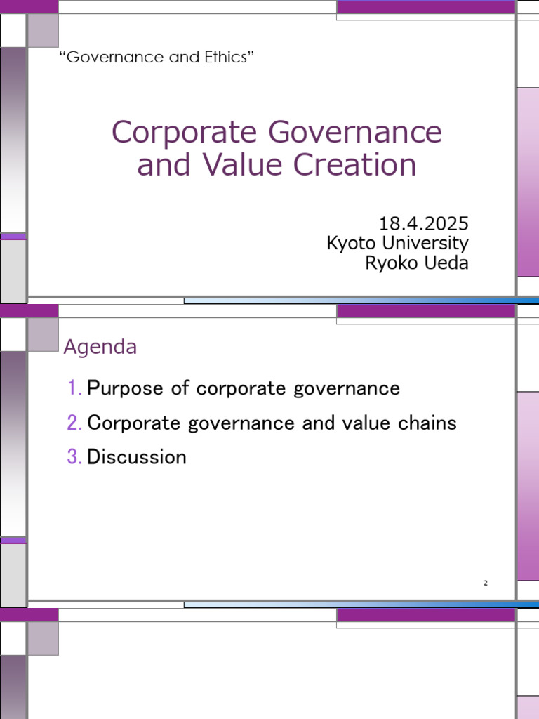 Governance and Ethics Ueda 250418 | PDF | Corporate Governance | Governance