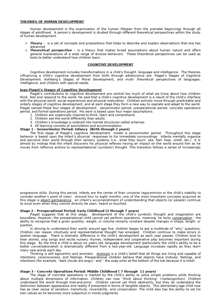 Human Development Theories Explained | PDF | Attachment Theory ...