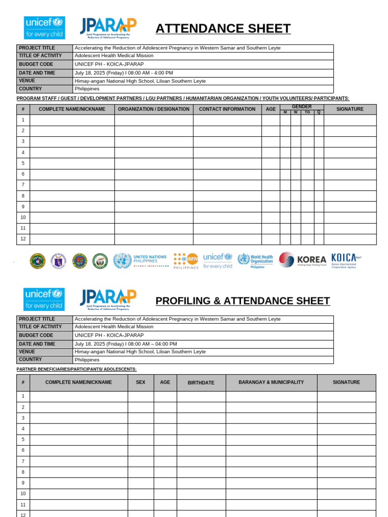 Profilling and Attendance Sheet | PDF