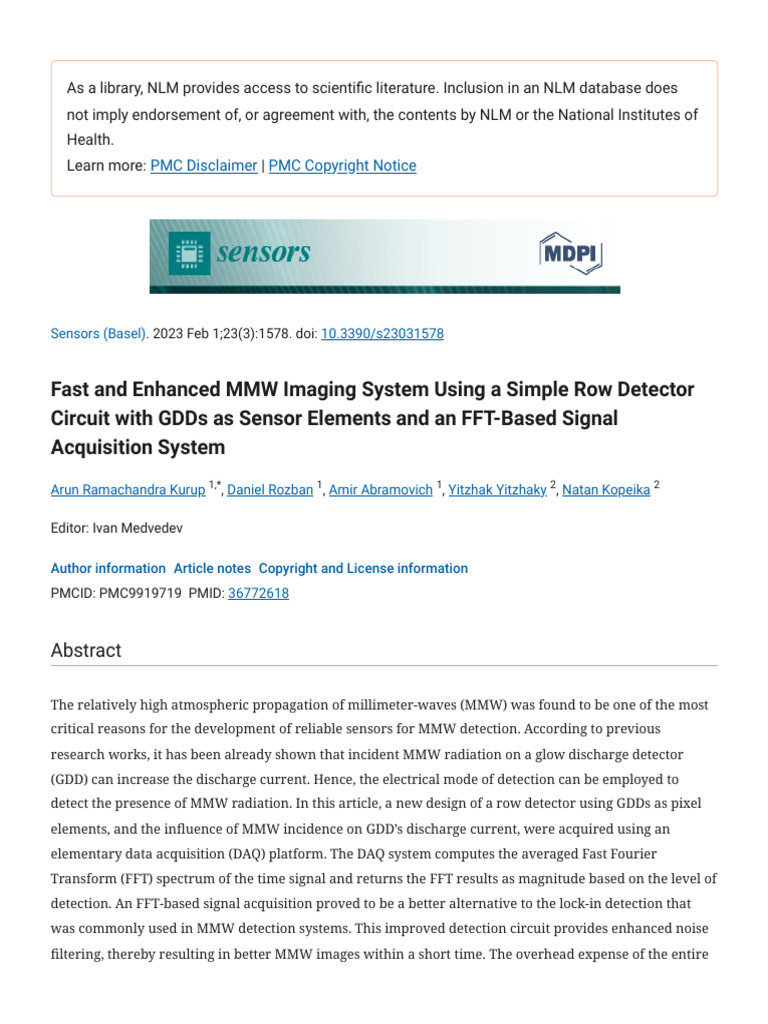 Fast and Enhanced MMW Imaging System Using A Simple Row Detector ...