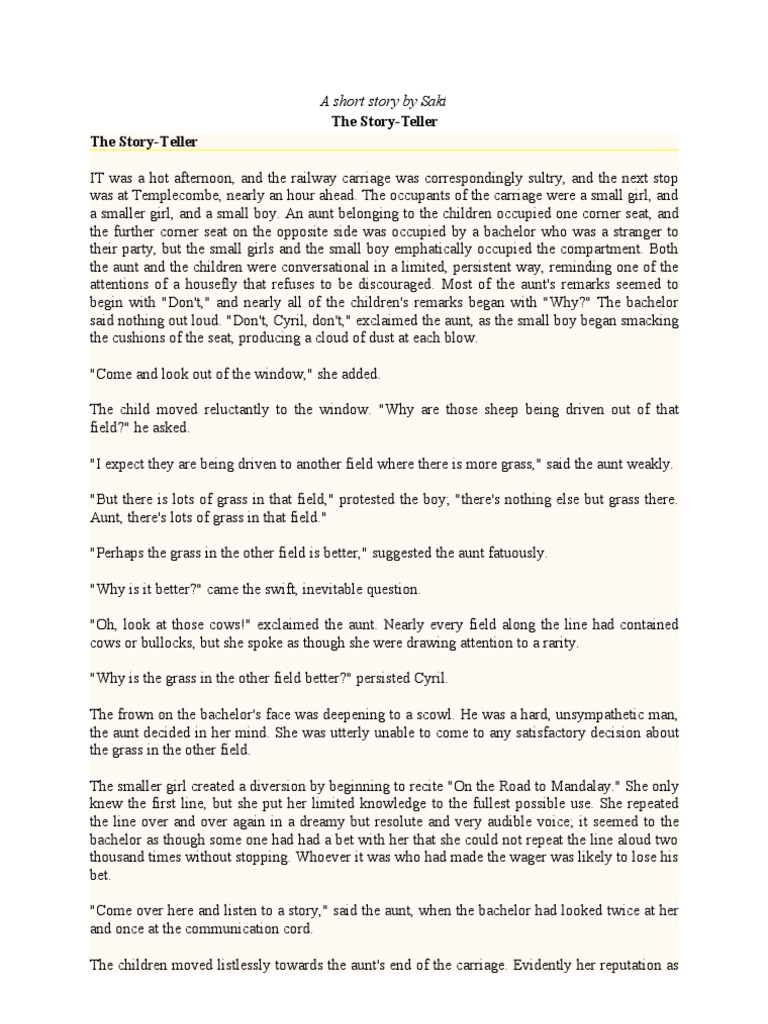 Saki - The Storyteller | PDF | Saki | Storytelling