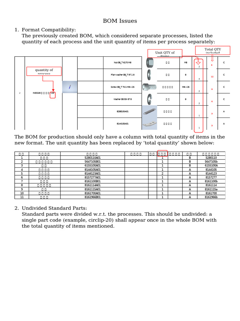 BOM Issues Report | PDF