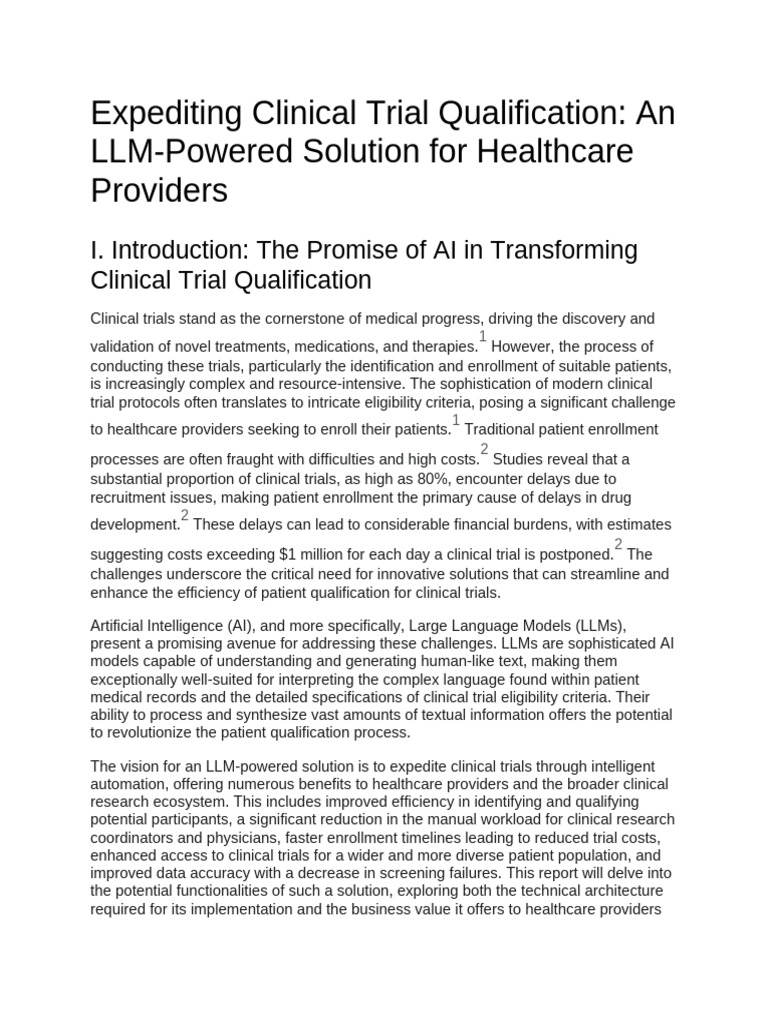 Expediting Clinical Trial Qualification_ an LLM-Powered Solution for Healthcare Providers | PDF ...