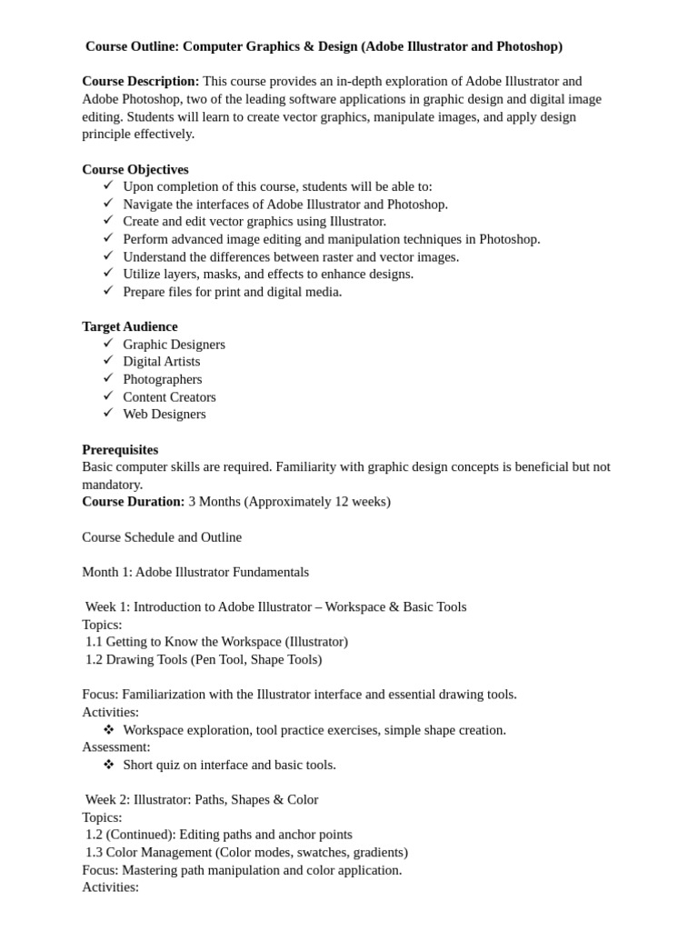 Computer Graphics Course Outline | PDF | Adobe Photoshop | Adobe ...