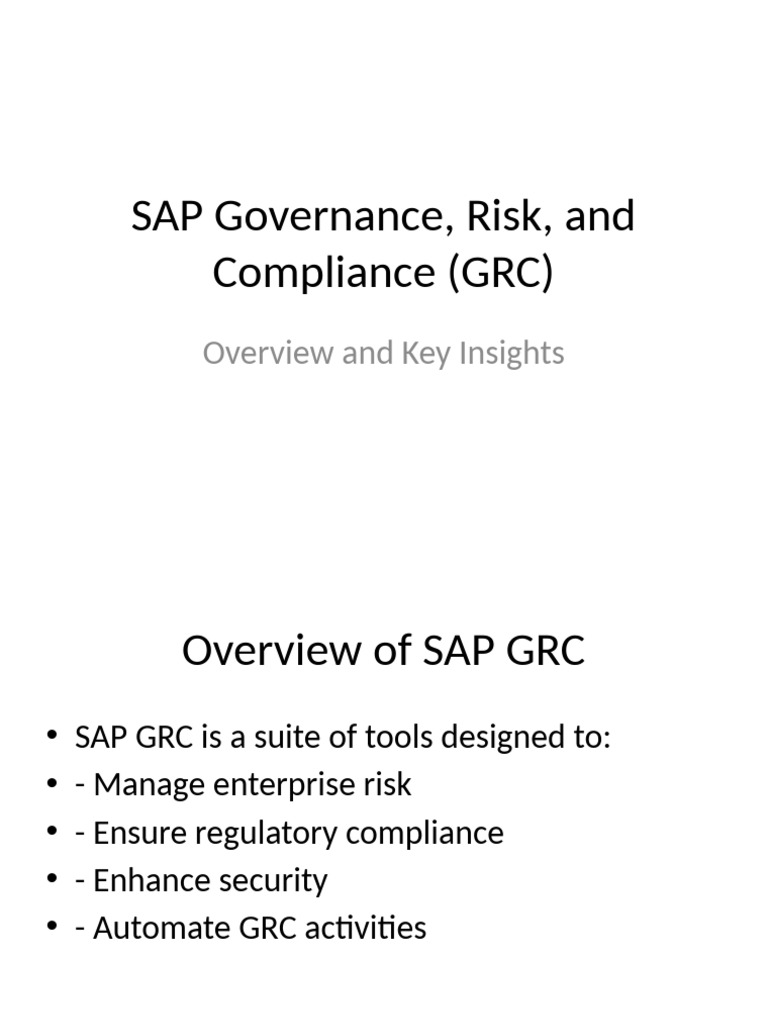 SAP GRC Overview and Key Insights | PDF