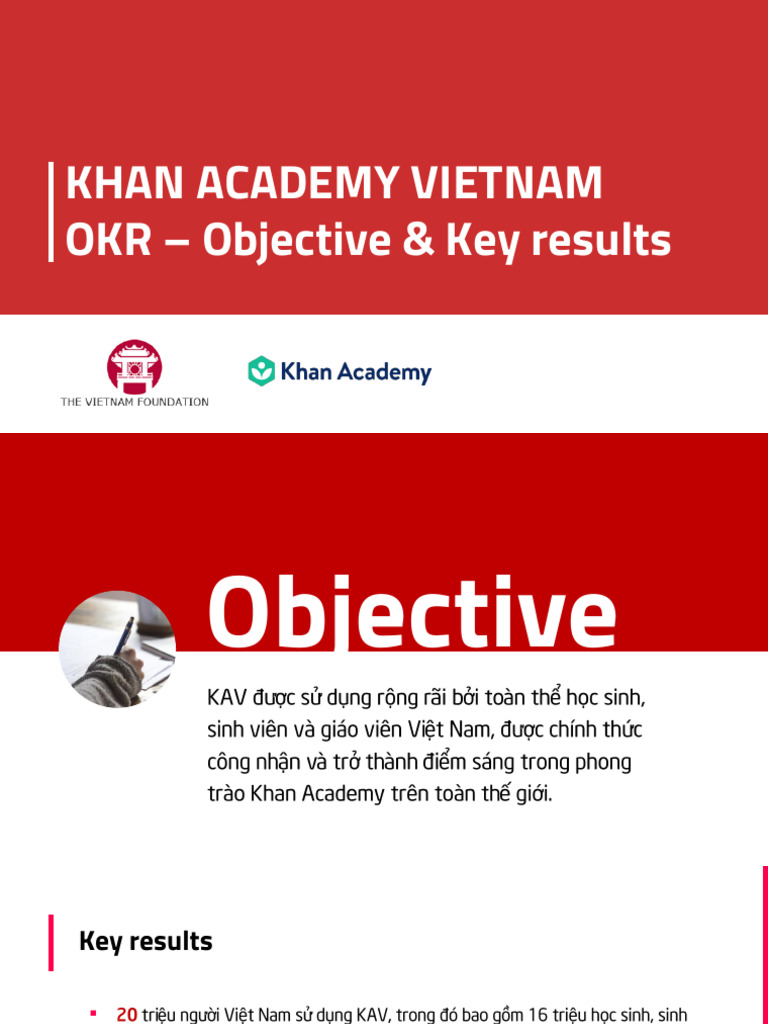 Khan Academy Vietnam OKR Objective & Key Results | PDF