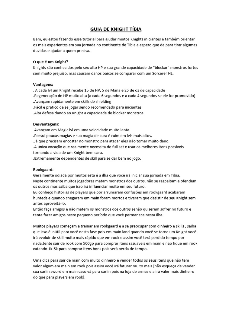 Guia de Knight Tíbia | PDF