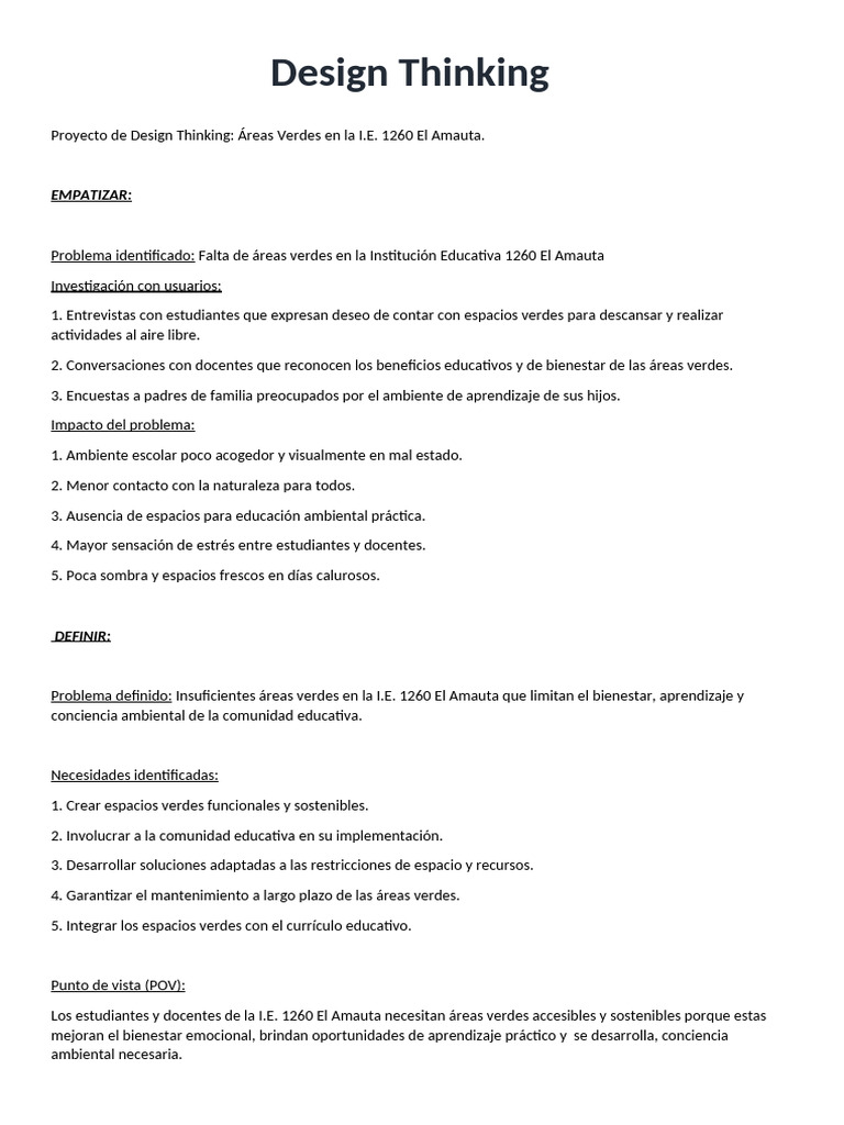 Proyecto de Design Thinking | PDF | El pensamiento de diseño | Plan de ...