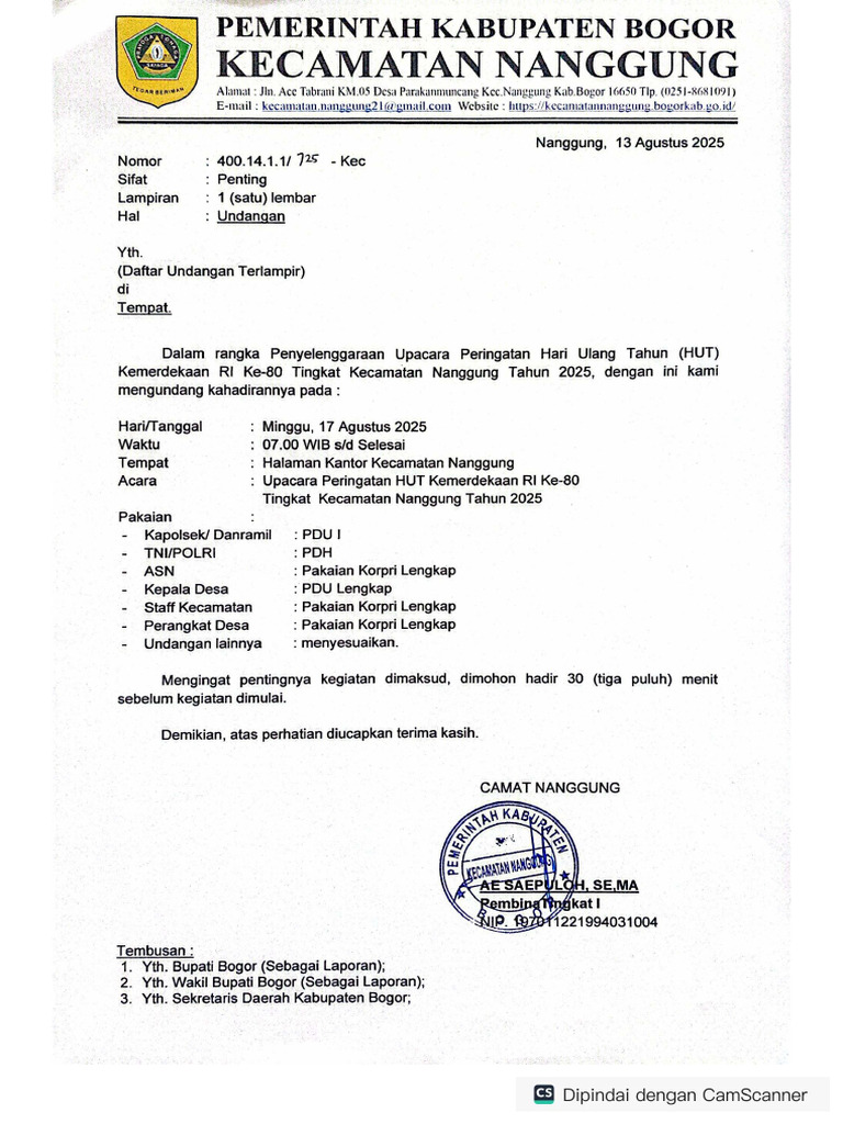 Undangan Upacara HUT RI | PDF