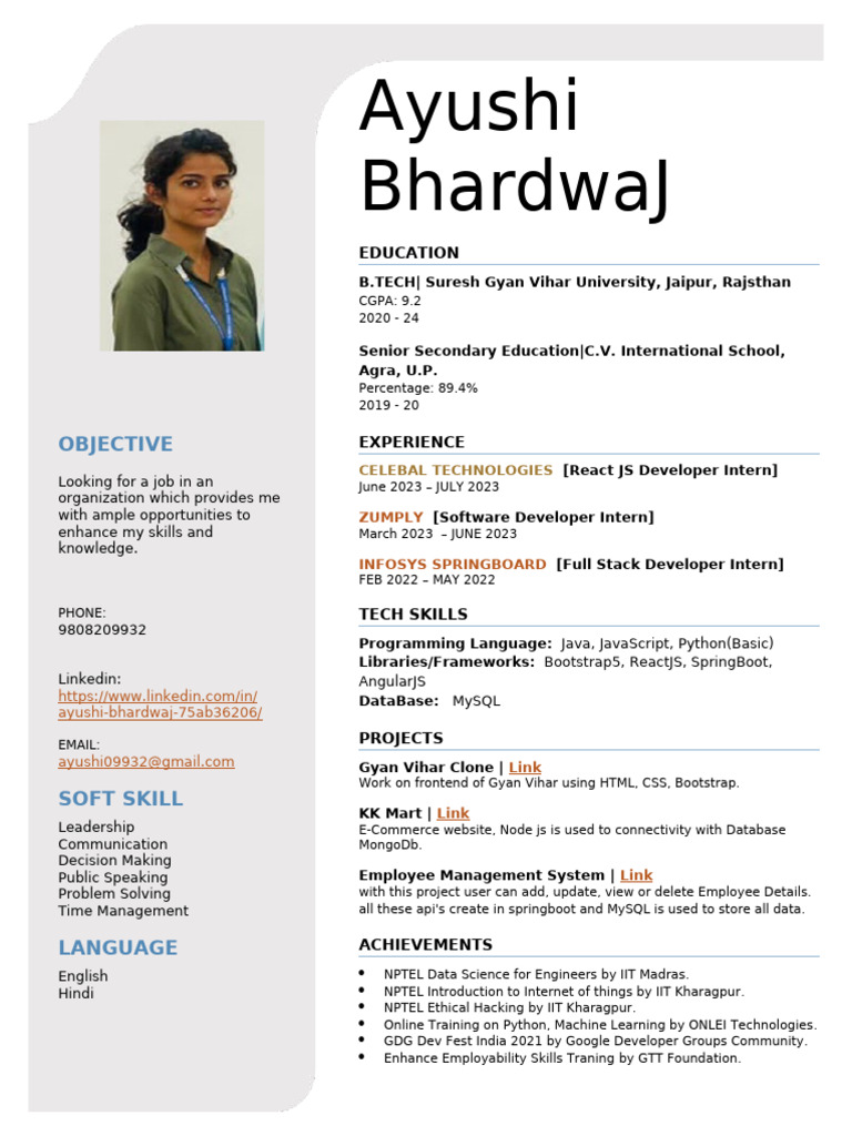 Shivangi Bhardwaj Resume | PDF | Computing | Software Engineering