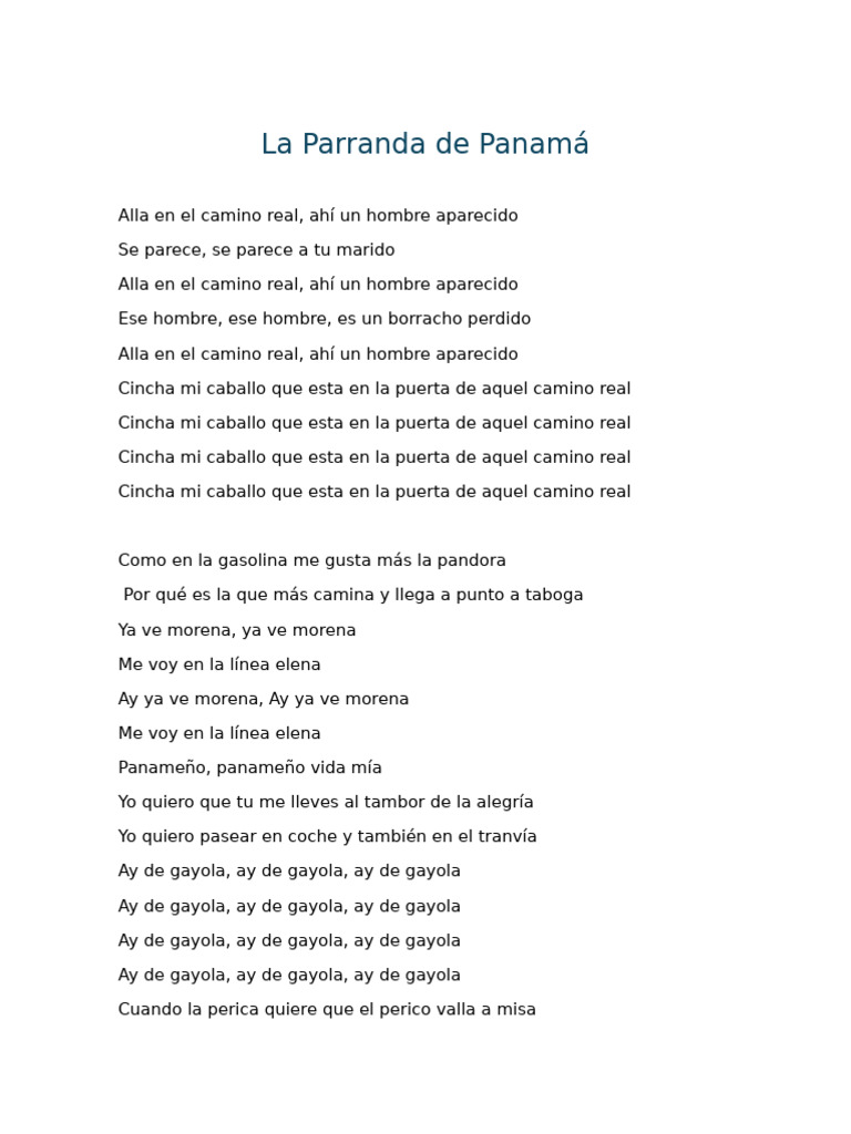 La Parranda de Panamá: Letra y Tradición | PDF